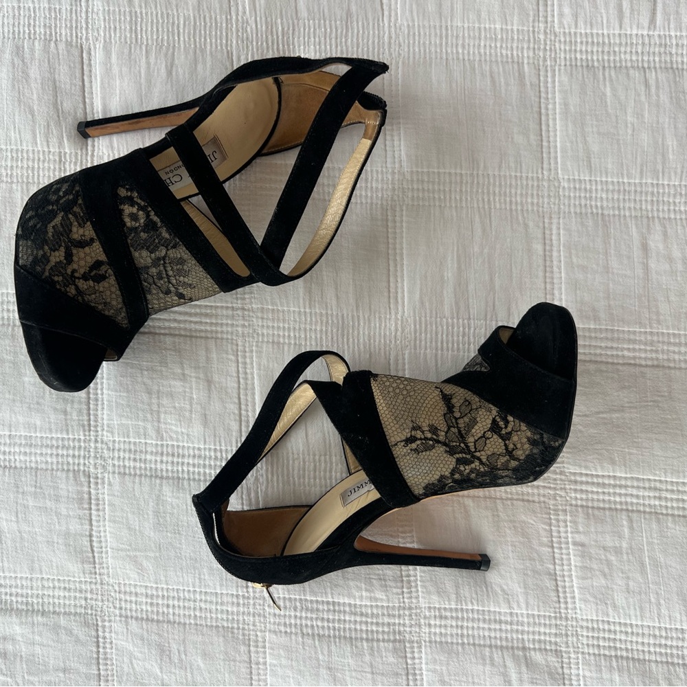 Jimmy Choo Black Lace Heel - Gem